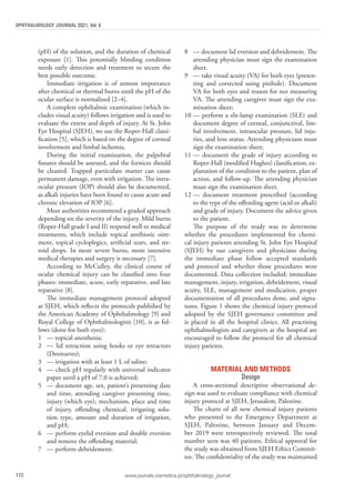 Acute ocular chemical injury A descriptive assessment and management review at SJEH Jerusalem ...