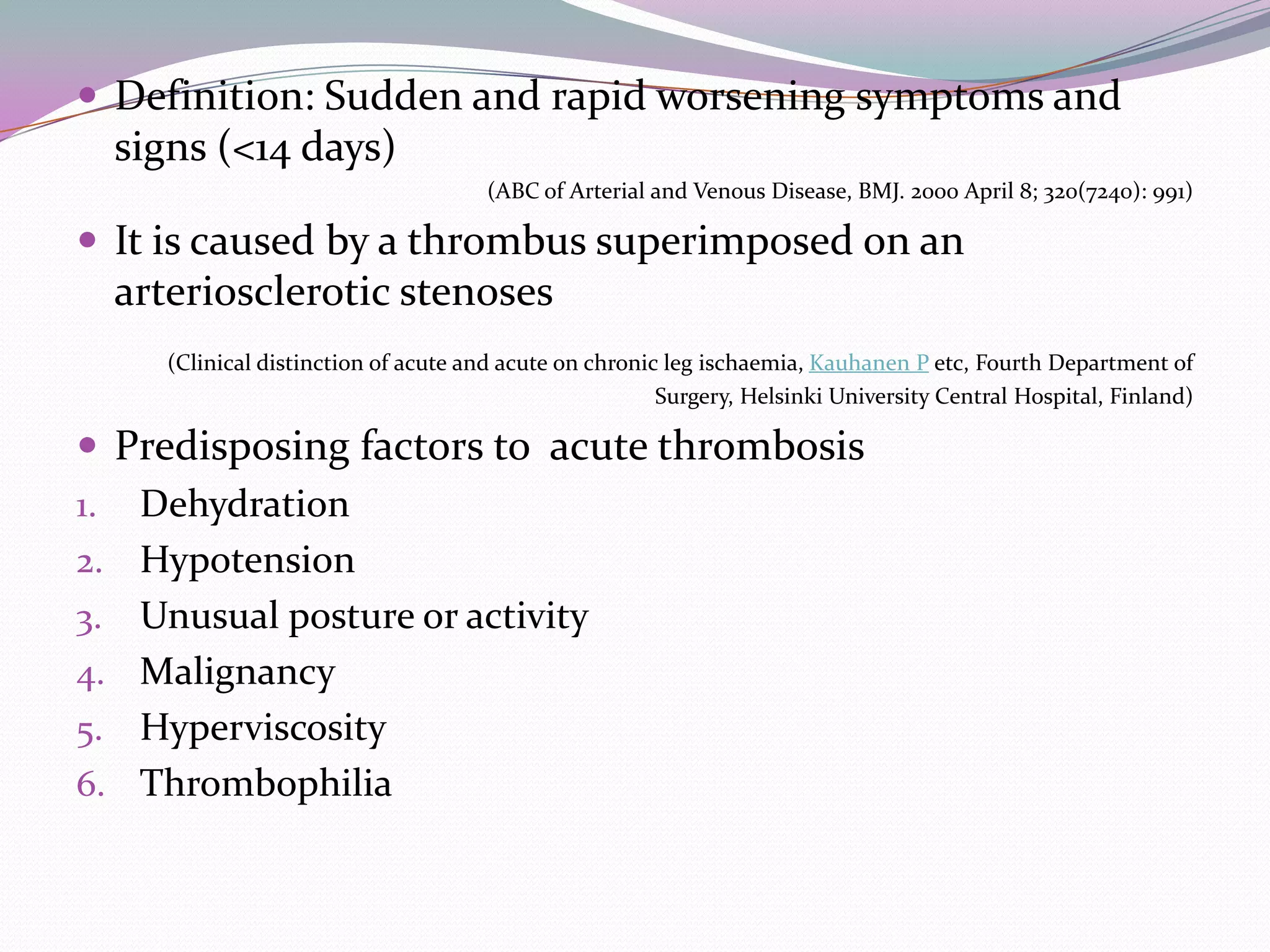 Acute on chronic limb ischemia | PPTX