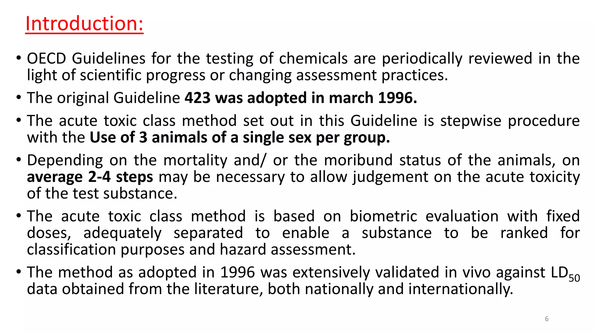 OECD Guideline For Acute oral toxicity (TG 423) | PPTX