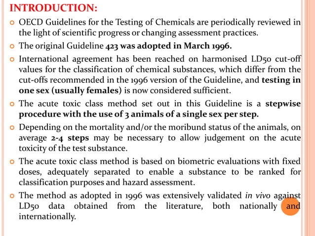 Acute oral toxicity –acute class method | PPTX | First Aid | Injuries