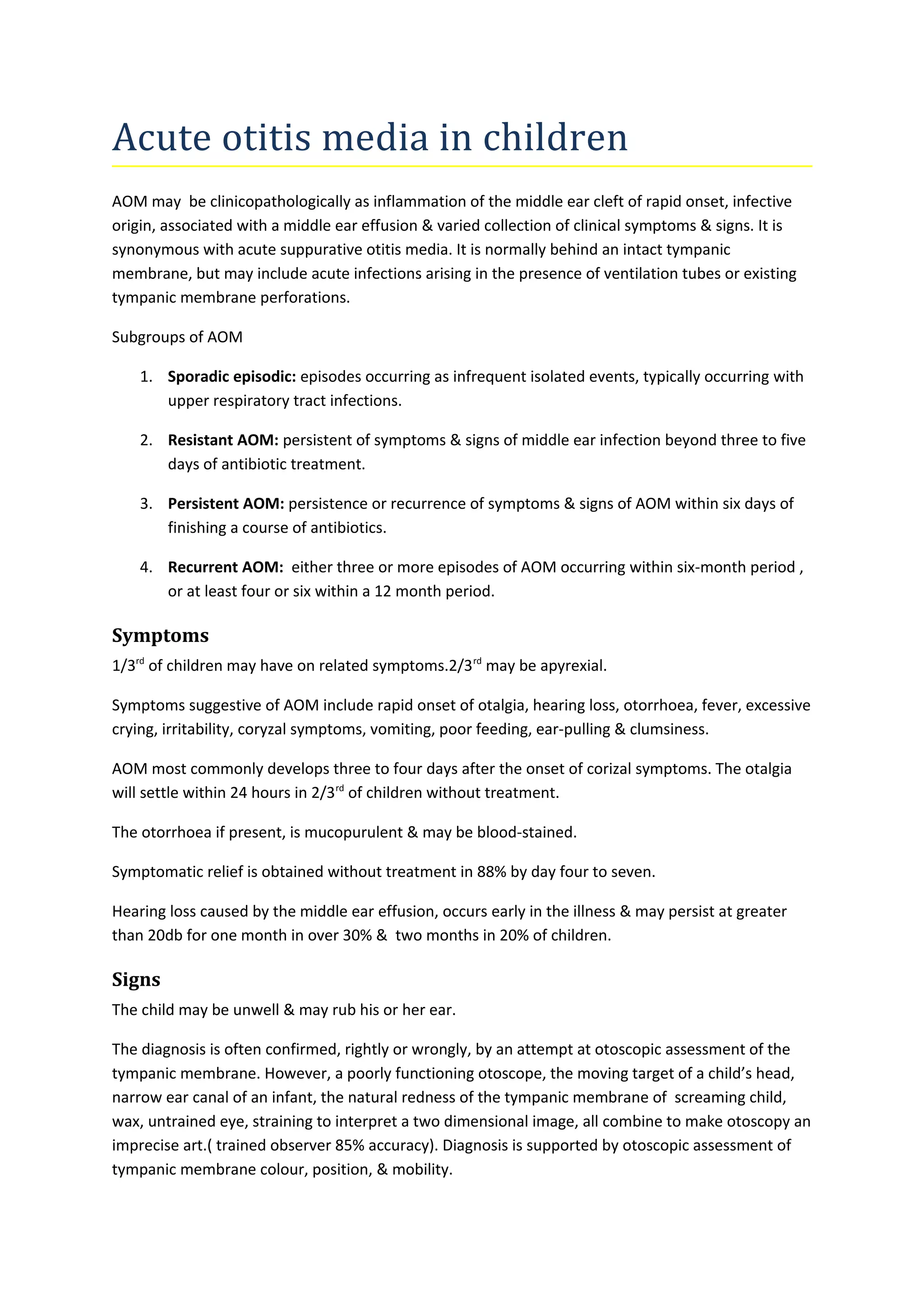 Acute otitis media in children | DOC