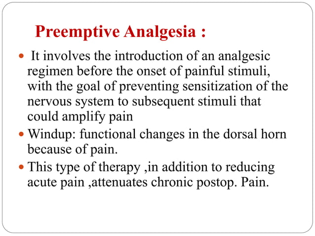 Acute pain management and preemptive analgesia | PPT