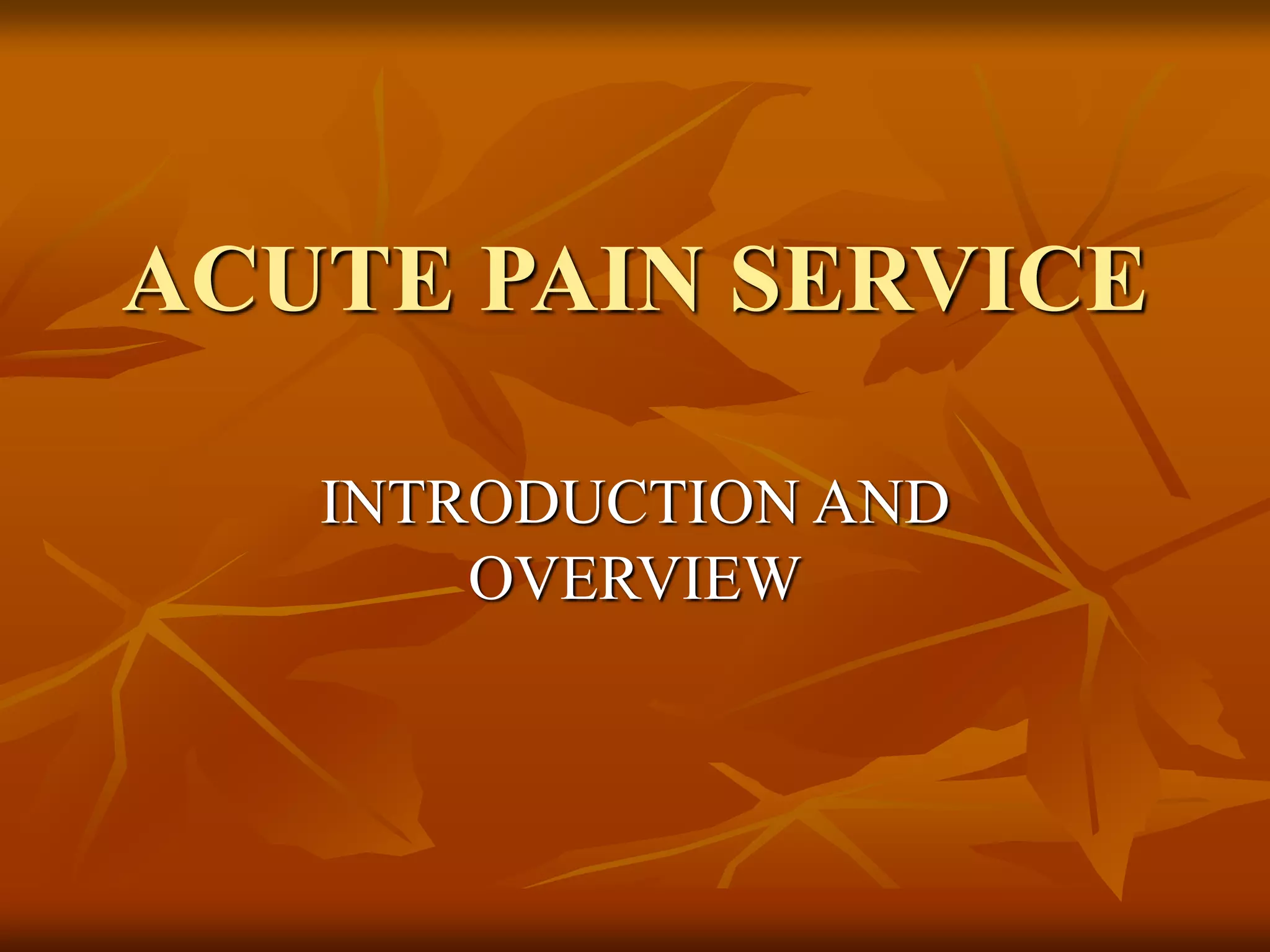 ACUTE PAIN SERVICE.ppt | First Aid | Injuries