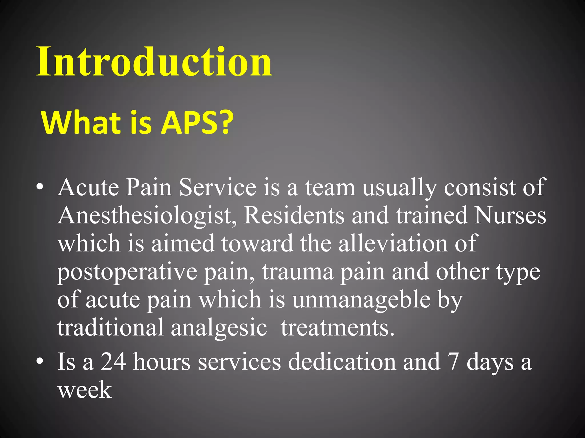 Acute pain service (final)kuliah 7 11-2017 | PPTX