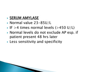 Acute pancreatitis investigations and treatment | PPTX