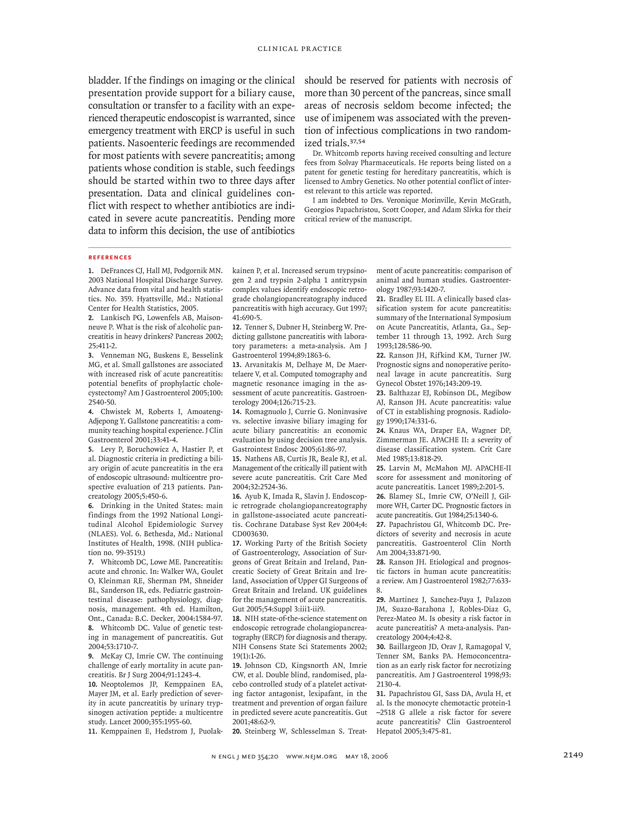 Acute pancreatitis nejm 2006 | PDF