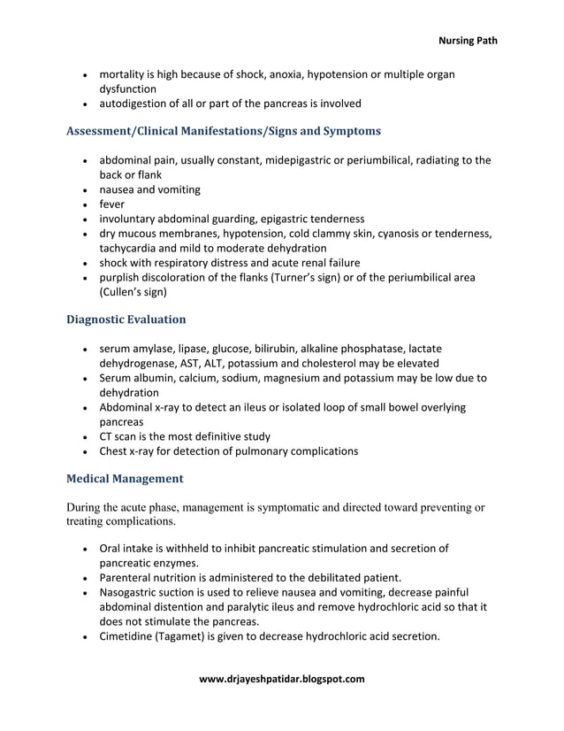 Acute pancreatitis nursing care plan & management | PDF | Digestive ...