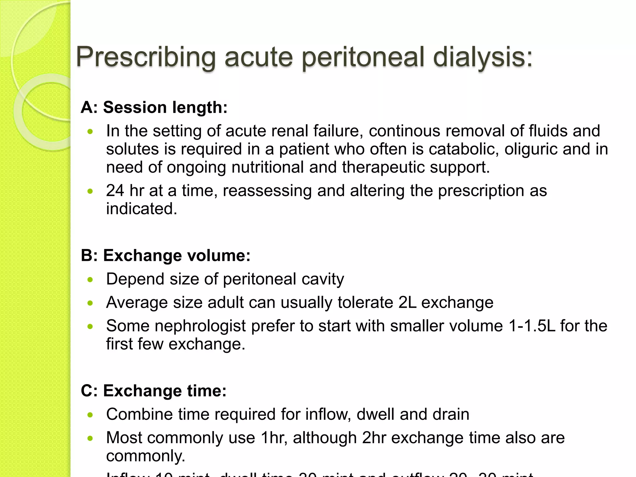Acute peritoneal dialysis prescription | PPTX