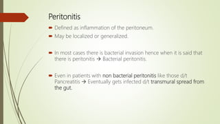 Acute peritonitis | PPTX | Digestive Disorders | Diseases and Conditions
