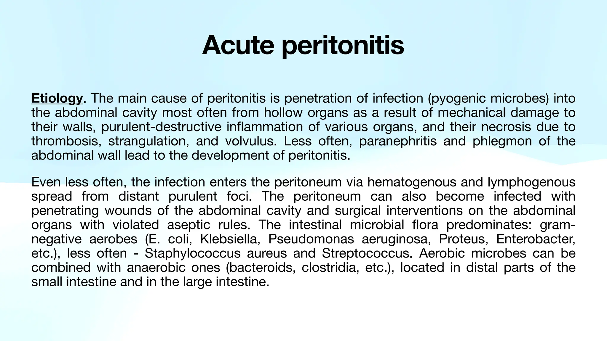 Acute peritonitis general surgery in medicine | PDF