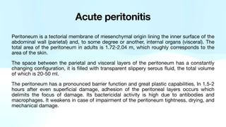 Acute peritonitis general surgery in medicine | PDF