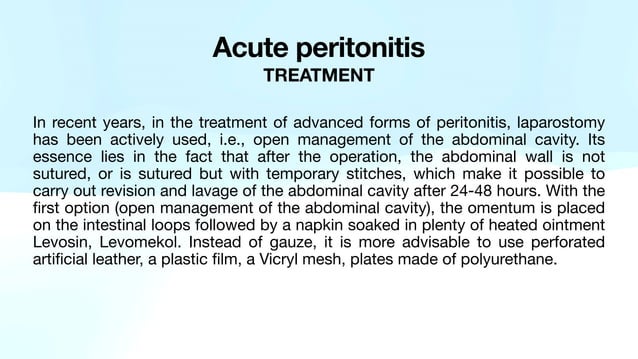 Acute peritonitis general surgery in medicine | PDF