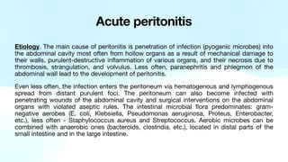 Acute peritonitis general surgery in medicine | PDF