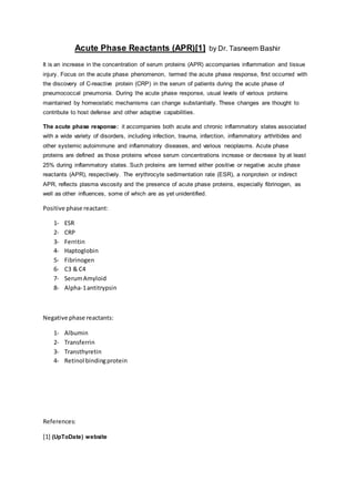 Acute phase reactants | DOCX