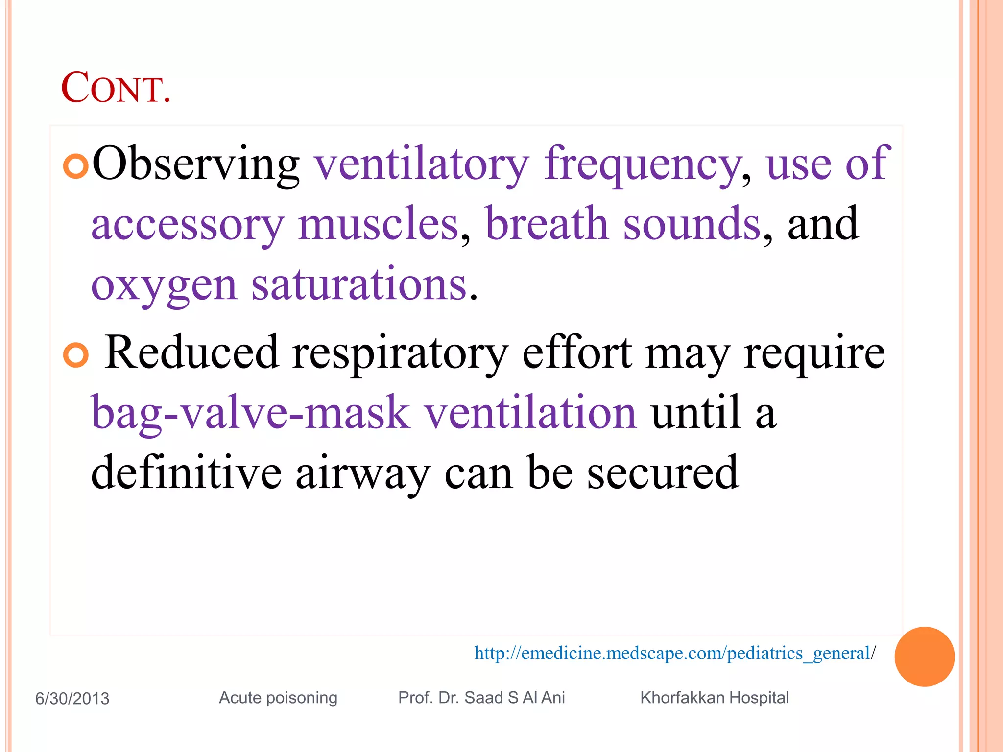 Acute poisoning guidelines for initial management | PPTX