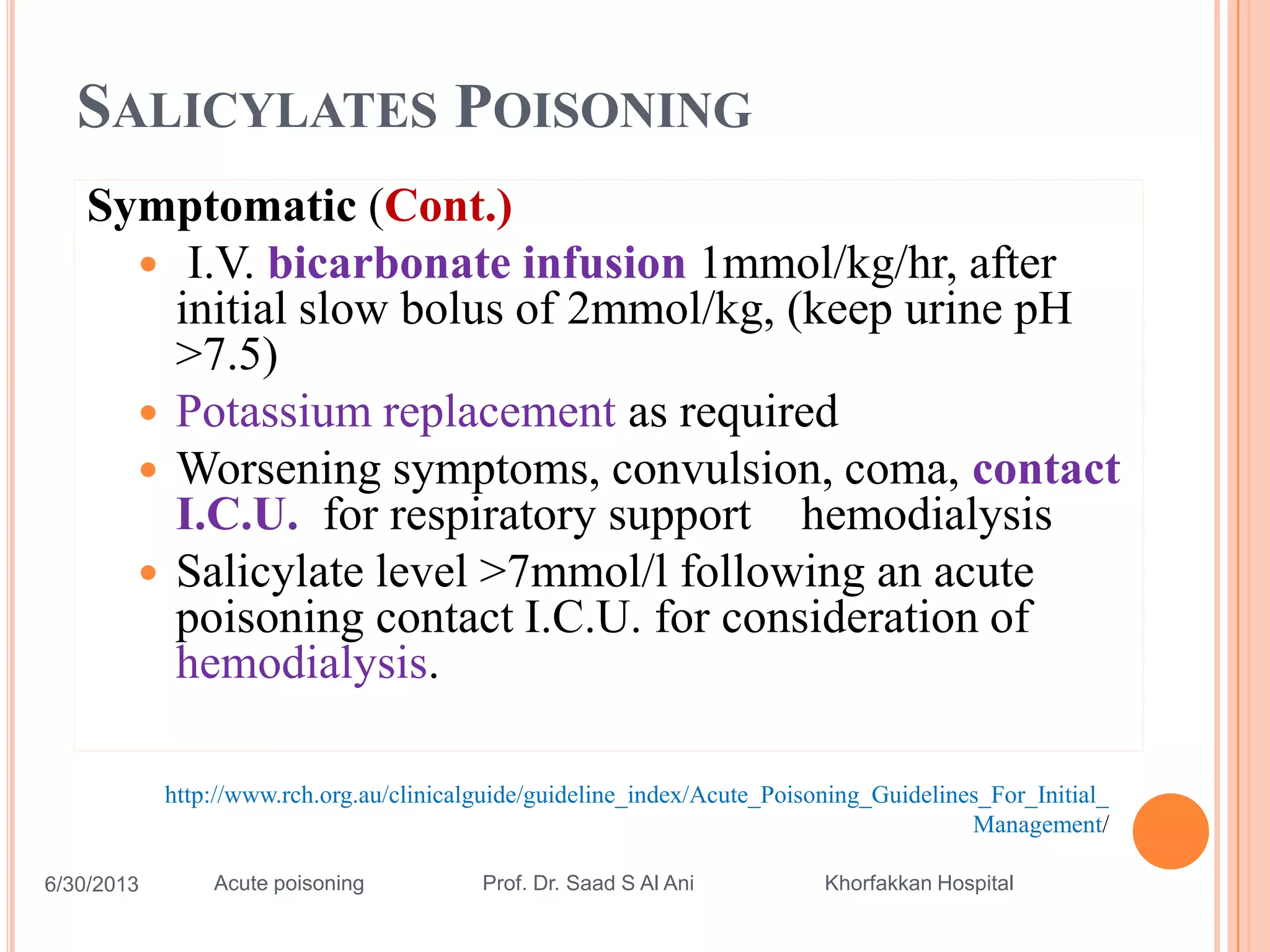 Acute poisoning guidelines for initial management | PPTX
