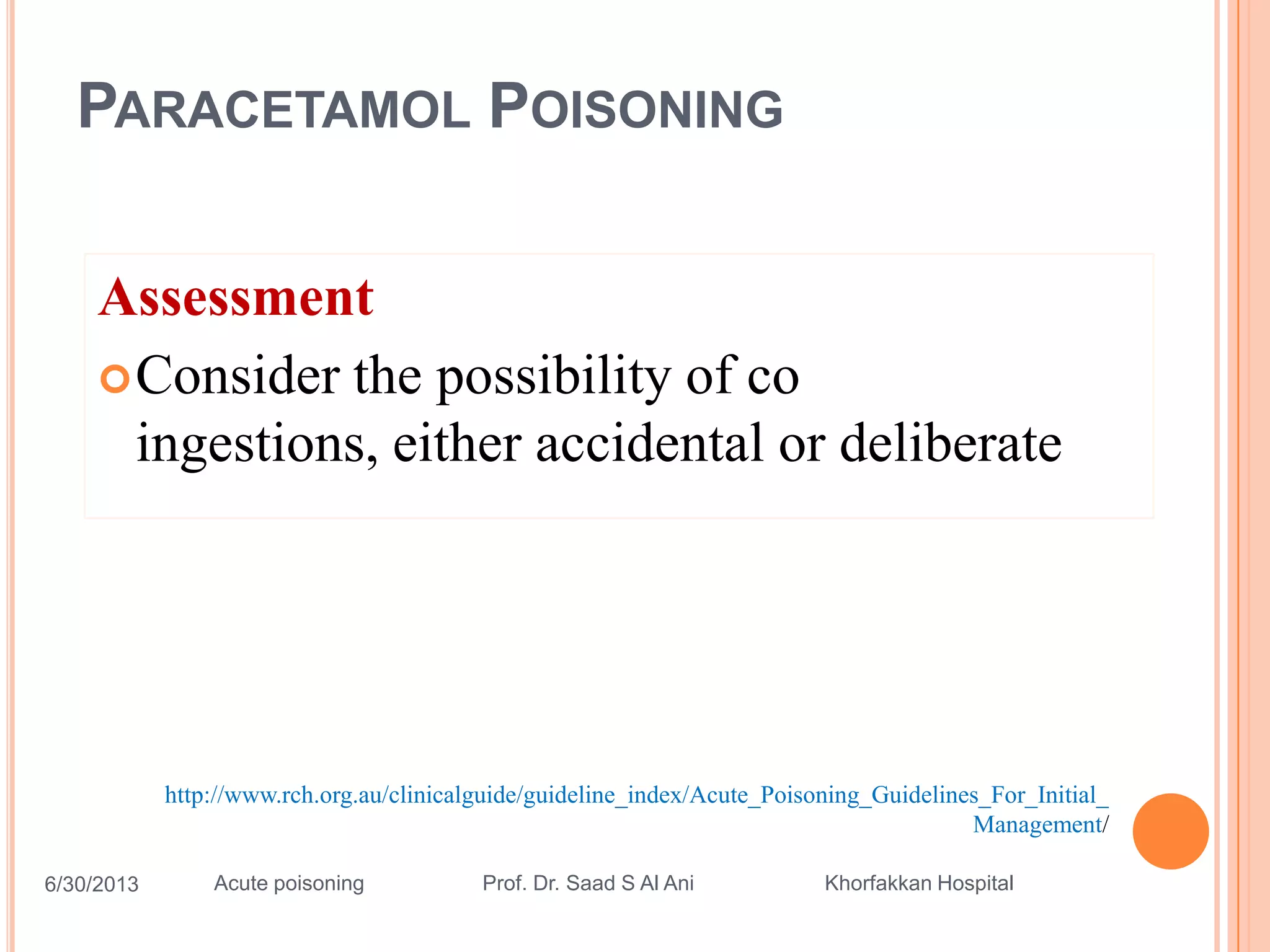 Acute poisoning guidelines for initial management | PPTX