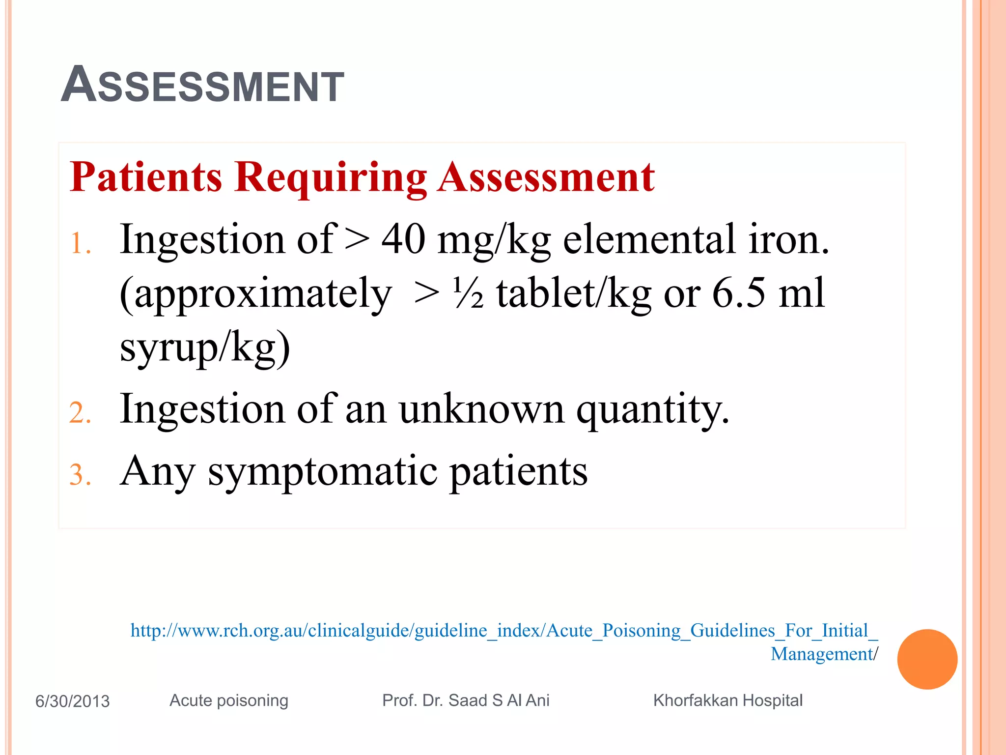Acute poisoning guidelines for initial management | PPTX