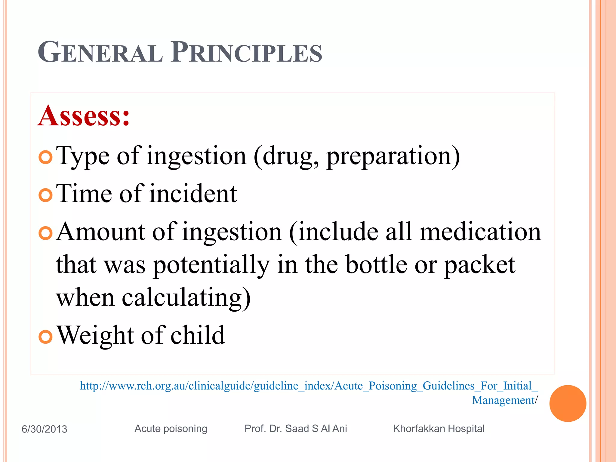 Acute poisoning guidelines for initial management | PPTX