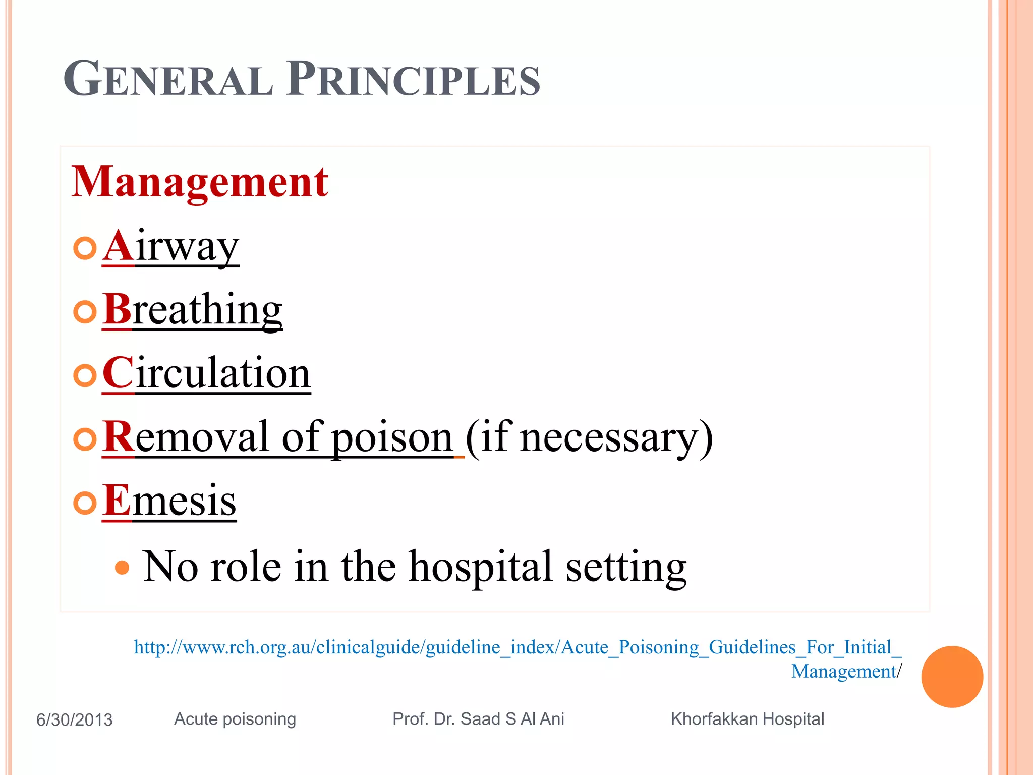 Acute poisoning guidelines for initial management | PPTX