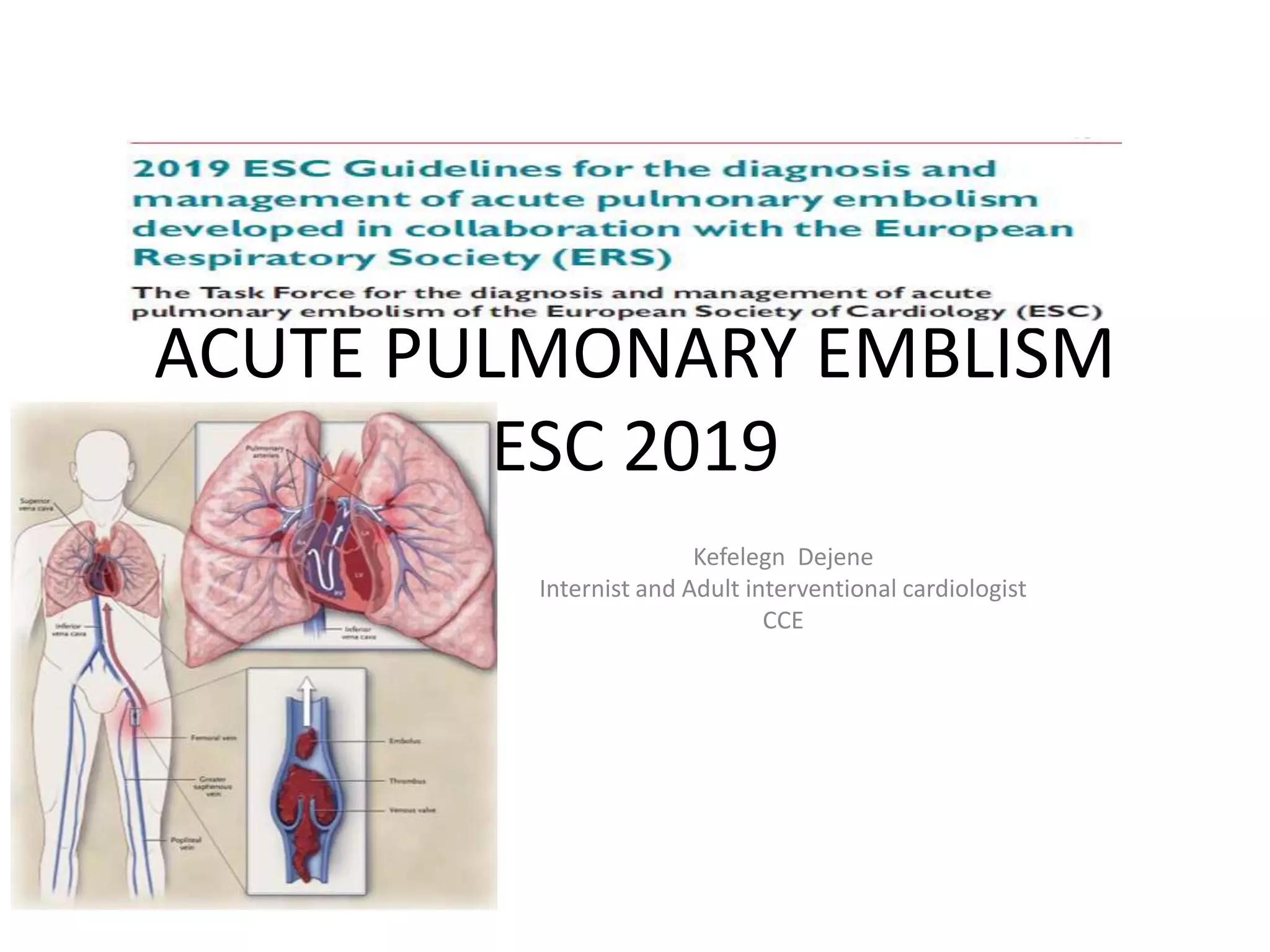 Acute pulmonary embolism update ESC 2019 | PPTX | Blood Disorders ...