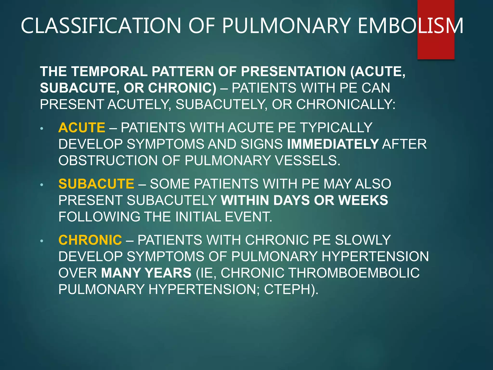 Acute Pulmonary Embolism: Introduction, Clinical presentation ...