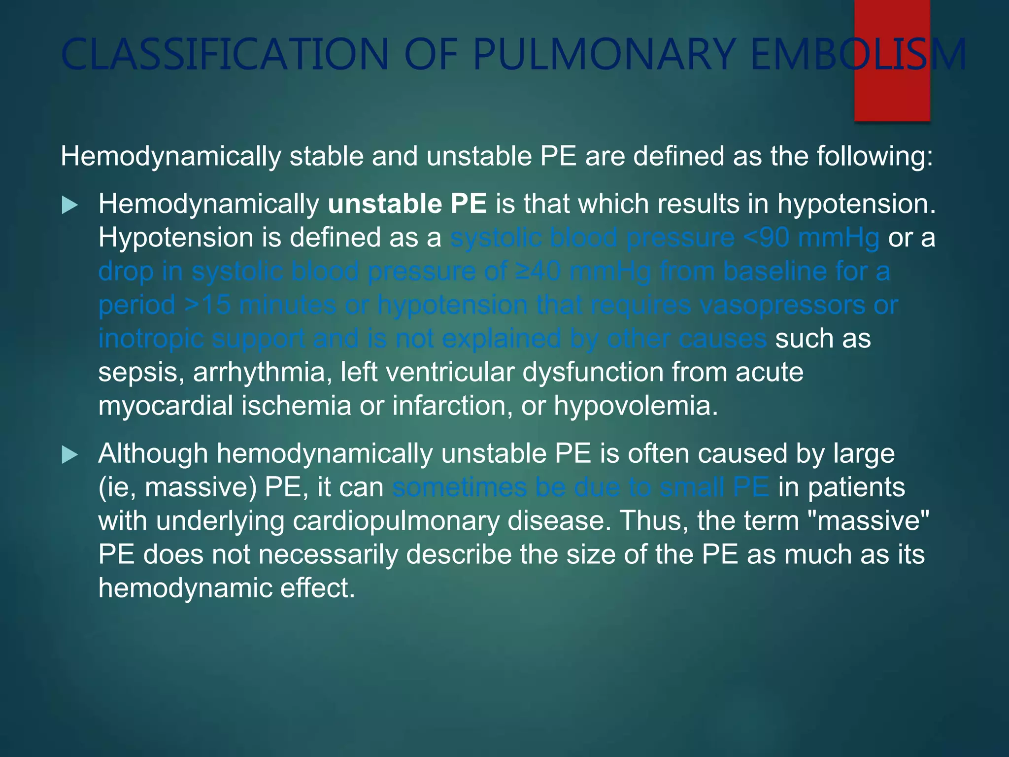 Acute Pulmonary Embolism: Introduction, Clinical presentation ...