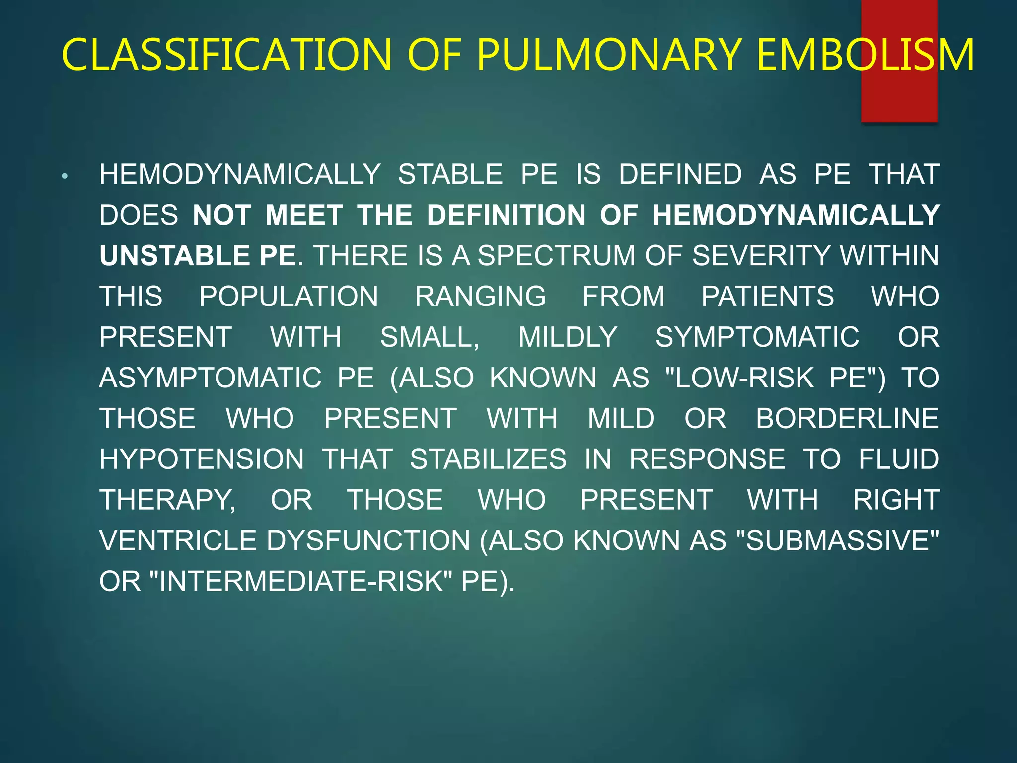 Acute Pulmonary Embolism: Introduction, Clinical presentation ...