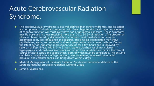 Acute Radiation Disease : How many Acute Radiation Syndromes | PPT