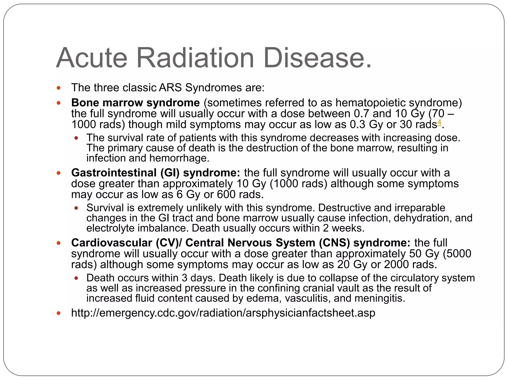 Acute Radiation Disease or Acute Radiation Syndromes. | PPTX