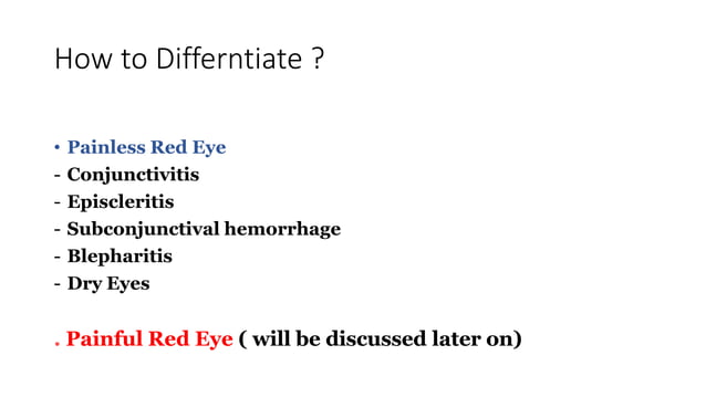 Approach to Acute Red Eye and its DDX.pptx | Eye and Vision Conditions ...