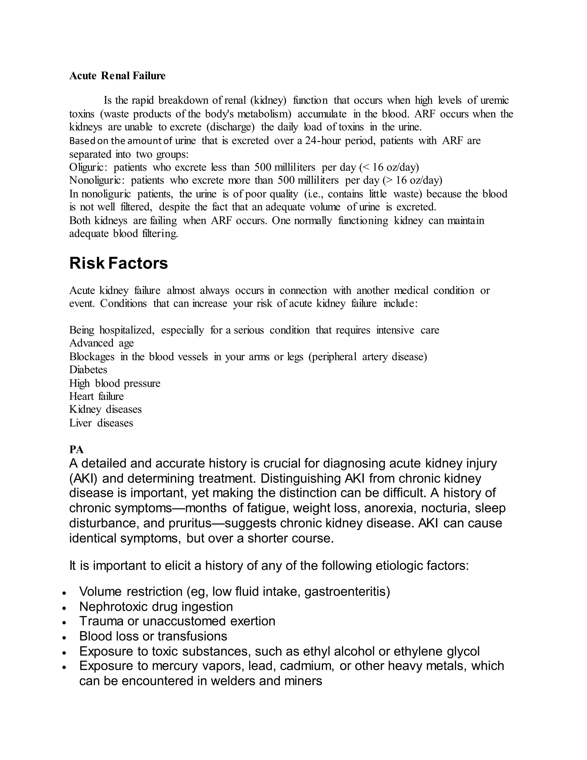 Acute renal failure | DOCX