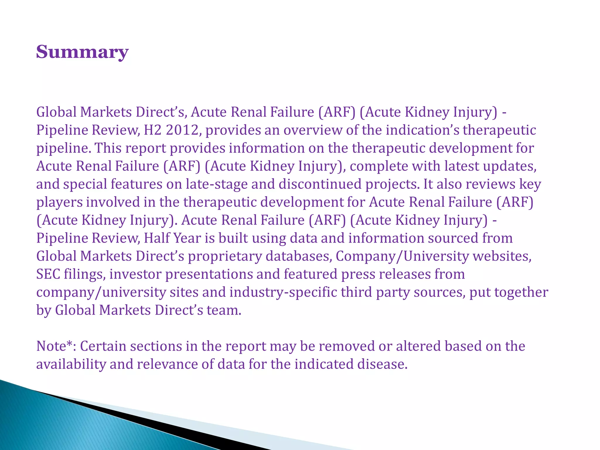 Acute renal failure (arf) (acute kidney injury) | PDF
