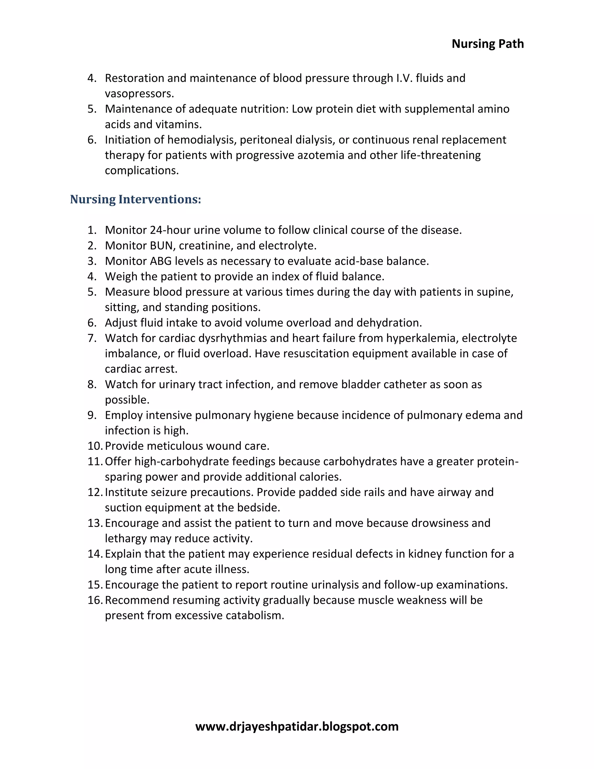 Acute renal failure nursing care plan & management | PDF