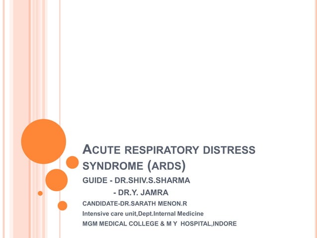 Acute respiratory distress syndrome (ards) | PPTX | Lung and Respiratory Health | Diseases and ...