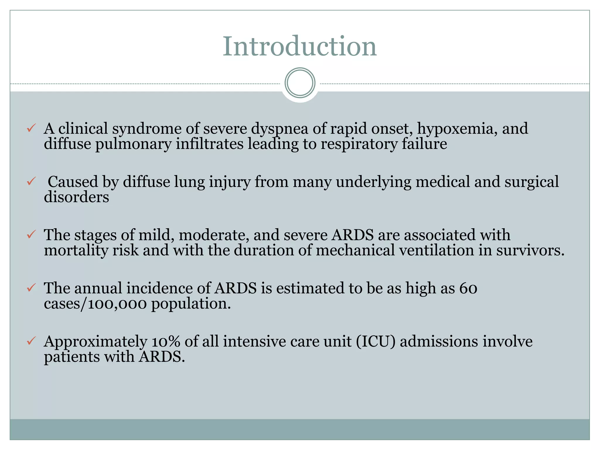 Acute respiratory distress syndrome(ARDS) | PPTX | Lung and Respiratory ...