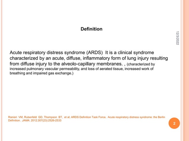 ACUTE RESPIRATORY DISTRESS SYNDROME (ARDS) .BY DR.Mohammad Abdeljawad | PPT