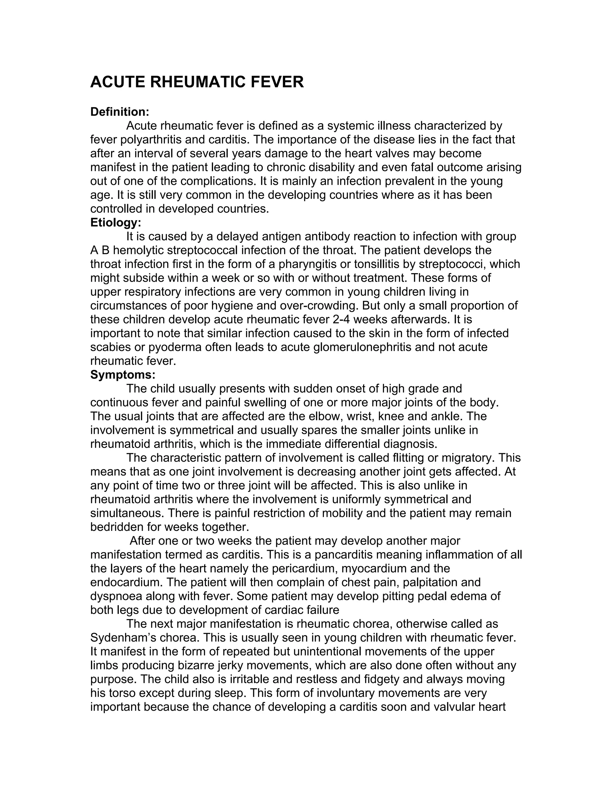 Acute Rheumatic Fever | PDF