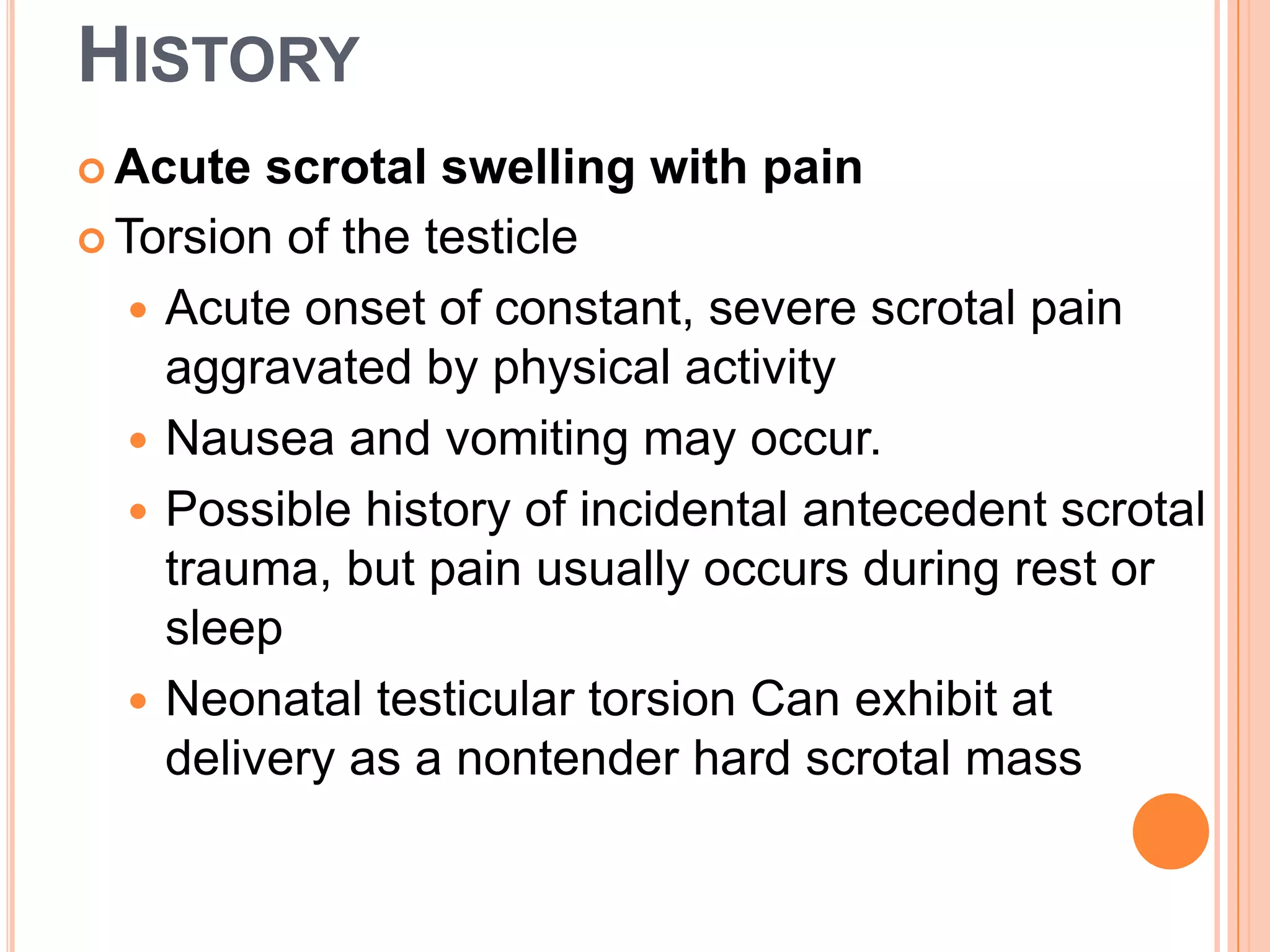 Acute scrotal swelling and pain in children1 | PPTX