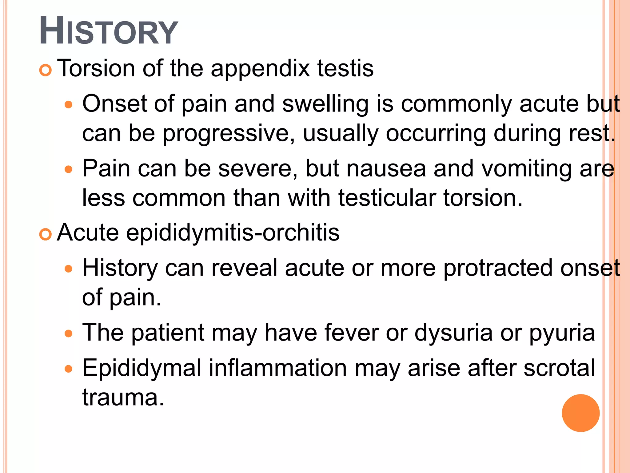 Acute scrotal swelling and pain in children1 | PPTX