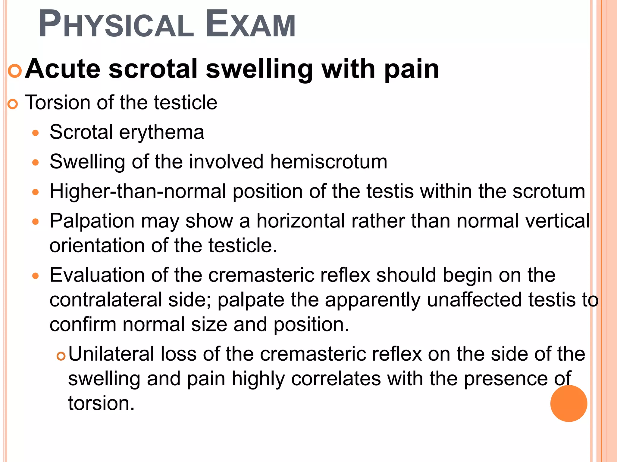 Acute scrotal swelling and pain in children1 | PPTX