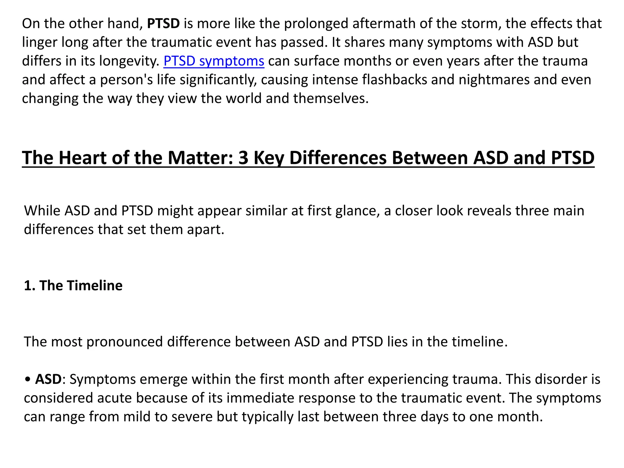 Acute Stress Disorder vs PTSD the Differences | PDF