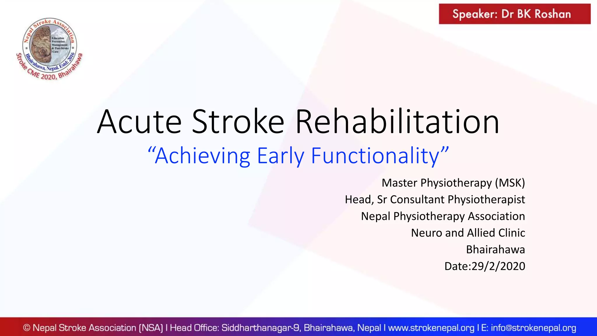 Acute stroke rehabilitation | PPTX