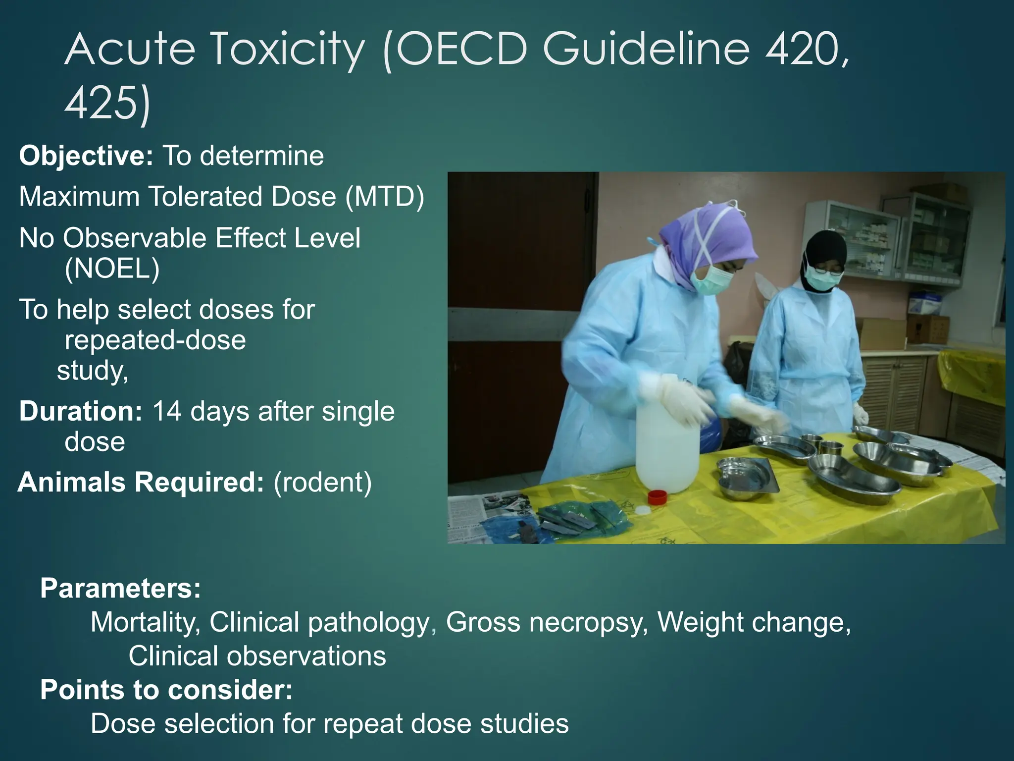 Acute, sub-acute and Chronic oral studies (OECD). | PPTX
