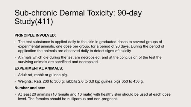 Acute,Sub-acute and Sub-chronic dermal toxicity studies.pptx | Skin and ...
