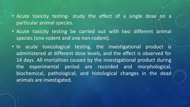 ACUTE, SUB ACUTE & CHRONIC TOXICOLOGICAL STUDIES | PPTX | Chemistry ...