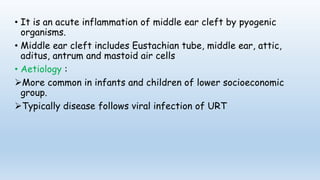 Acute suppurative otitis media | PPTX | Ear, Nose and Throat Conditions ...