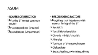ACUTE SUPPURATIVE OTITIS MEDIA. Lecture slide | PPT