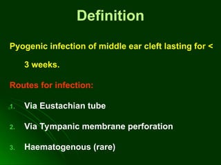 Acute Suppurative Otitis Media and its management | PPT