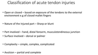 Acute Tendon injury of the Hand and its Repair.pptx | Death, Injury, or ...